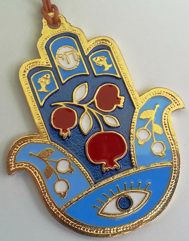 Silver / Gold Pomegranate HAMSA Charm Israel for Abundance & - Etsy