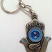 Hamsa Shalom Keychain From Israel Against Evil Eye Charm Blue Gem ...
