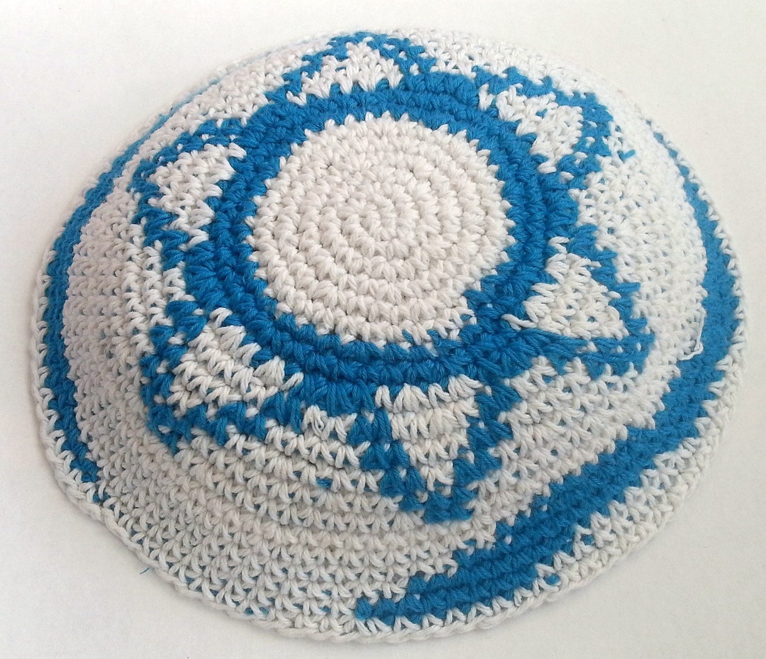 Knitted KIPPA Size : 6.7" / 17cm Yarmulke Kipa Kippah Skullcap Cap Blue ...