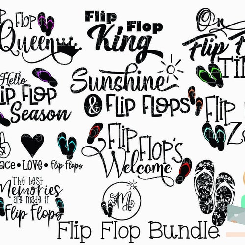 SVG Flip Flop Flip Flop Bundle SVG Summer SVG Commercial - Etsy