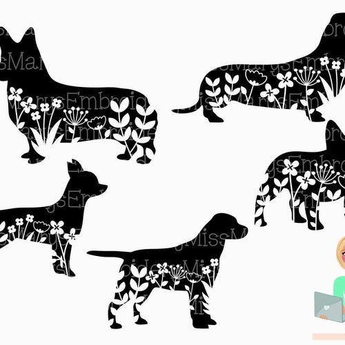 Floral Dogs SVG Flower Dogs SVG Dog Silhouettes SVG Cut - Etsy
