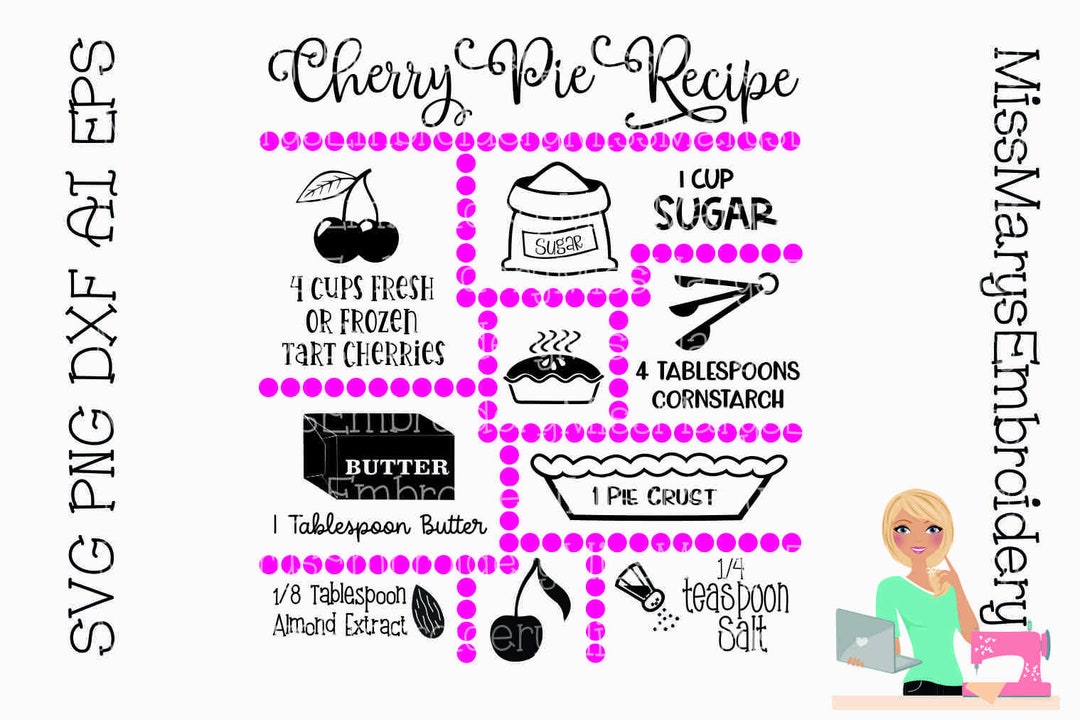 Cherry Pie Recipe SVG Cherry Pie SVG Recipe SVG Commercial Personal Use ...