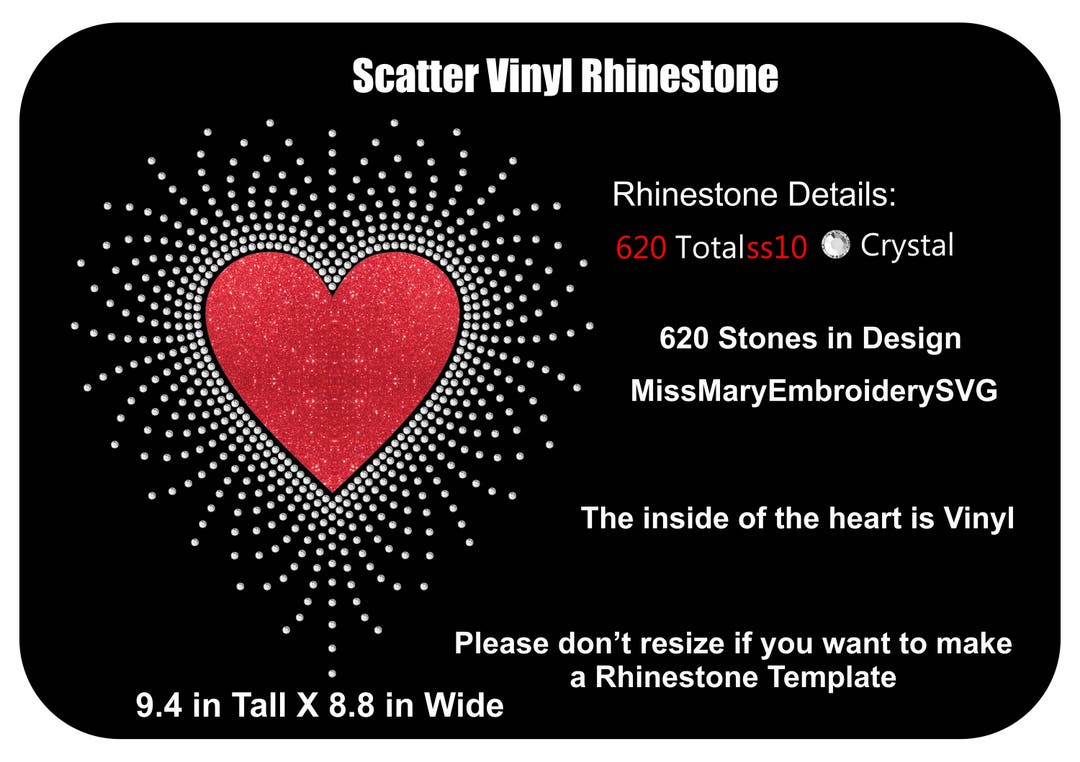 Scatter Heart & Vinyl Rhinestone Template Design SVG PNG DXF - Etsy