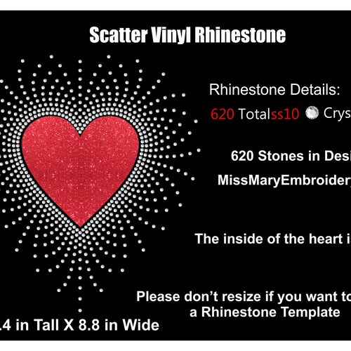 Scatter Heart & Vinyl Rhinestone Template Design SVG PNG DXF - Etsy
