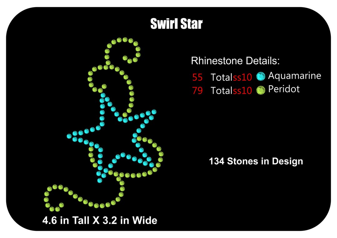 Swirl Star Rhinestone Template Design SVG PNG DXF - Etsy