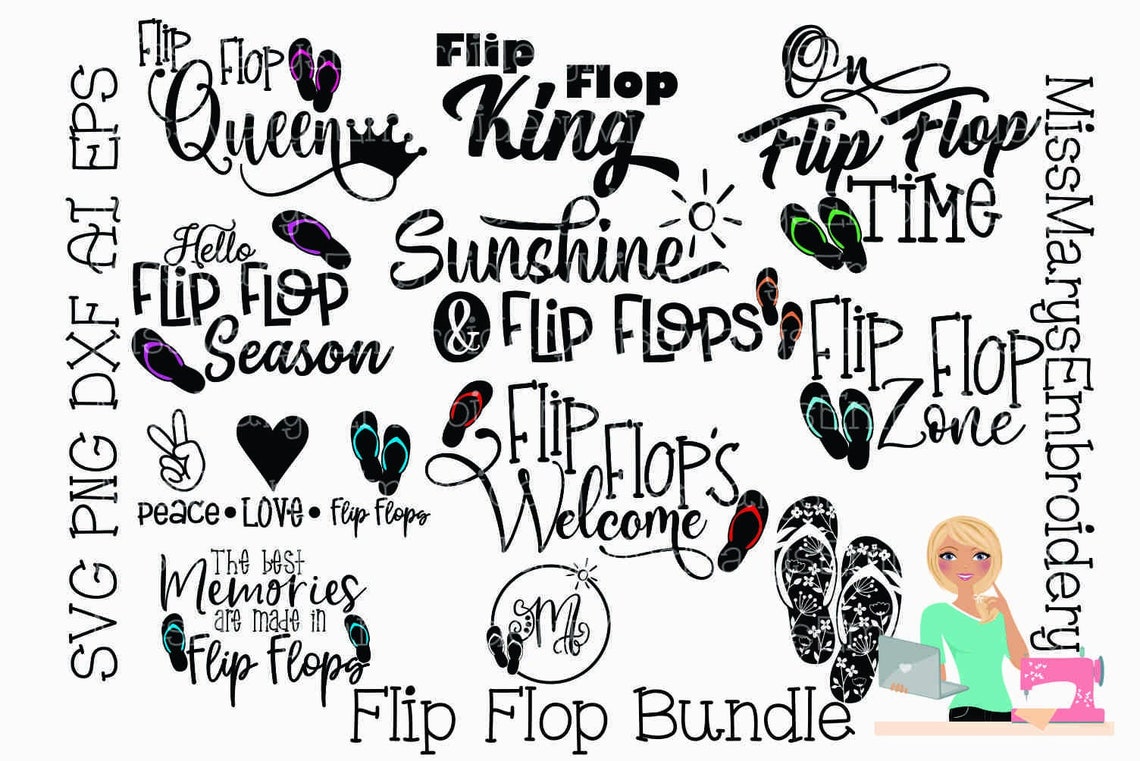 SVG Flip Flop Flip Flop Bundle SVG Summer SVG Commercial - Etsy