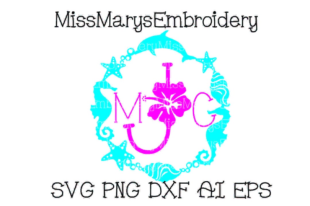 SVG Beach Monogram Frame | Beach SVG | Monogram SVG | Personal ...