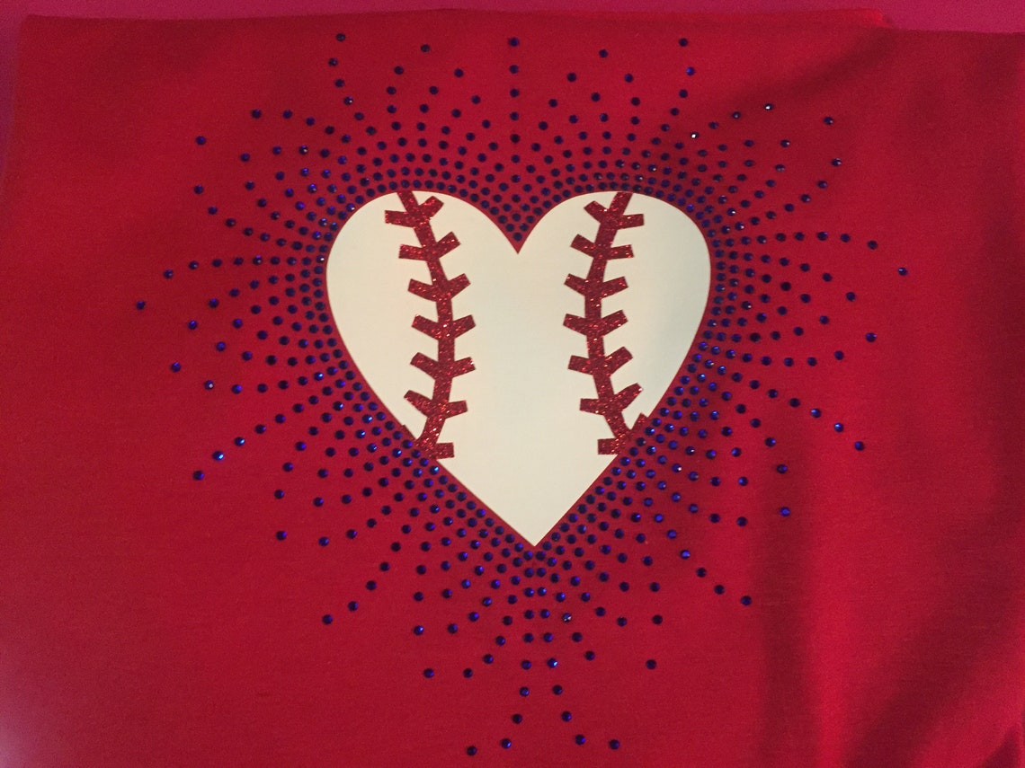 Baseball Rhinestone Template Baseball Heart SVG Baseball - Etsy
