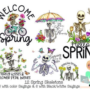 12 Spring Skeletons | Skeleton Clipart | Spring Clipart | Spring ...