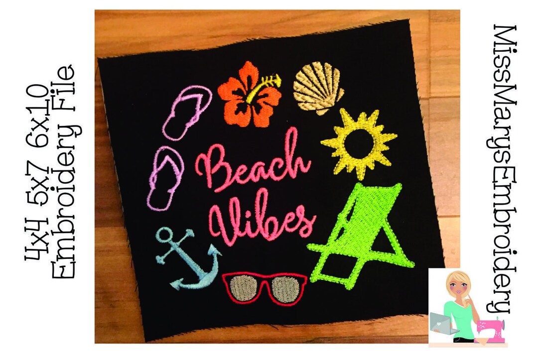 Beach Vibes Embroidery Beach Monogram Embroidery Monogram Embroidery ...