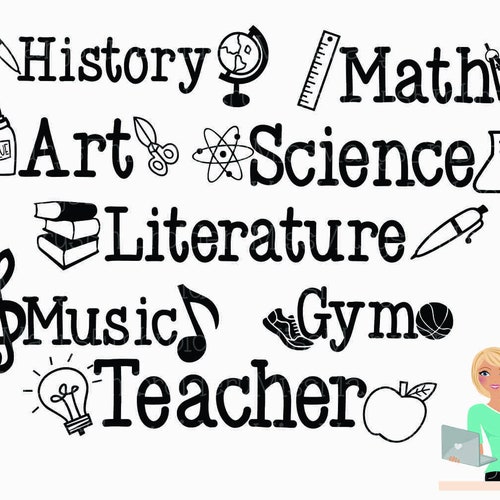 SVG Science Subject School Monogram Frame Cutting File DXF AI - Etsy