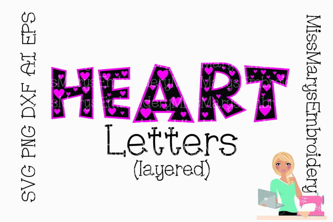 Heart Letters SVG Valentine's Day SVG Heart SVG cutting File Cut File ...