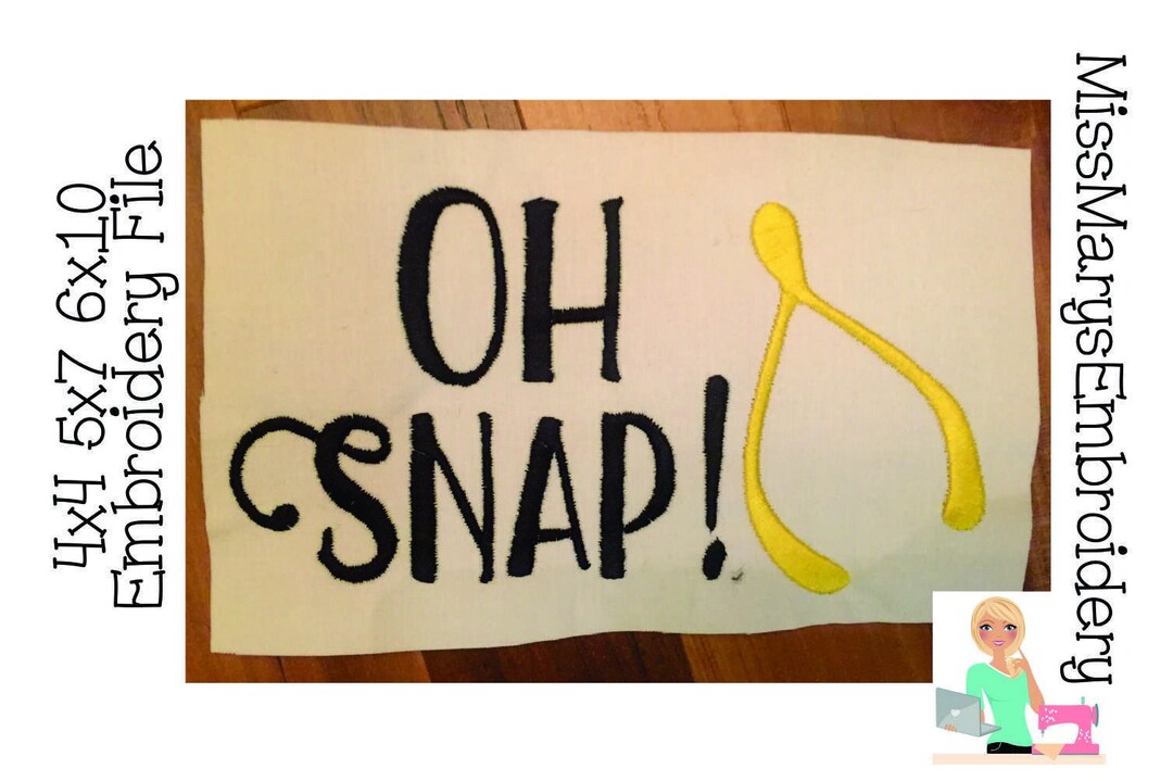 4x4 5x7 6x10 Oh Snap Wishbone Instant Download Digital Embroidery File ...