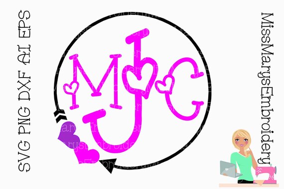 Heart Monogram SVG Valentine's Monogram SVG Cutting | Etsy