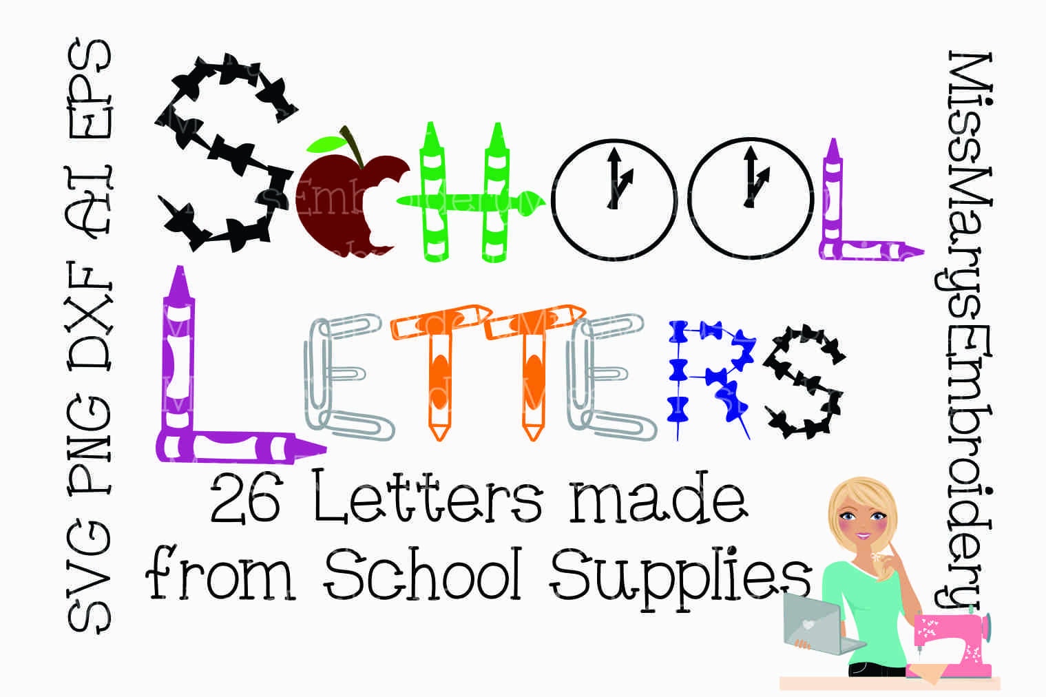 SVG School Supply Letters Alphabet for Cutting Machines PNG | Etsy