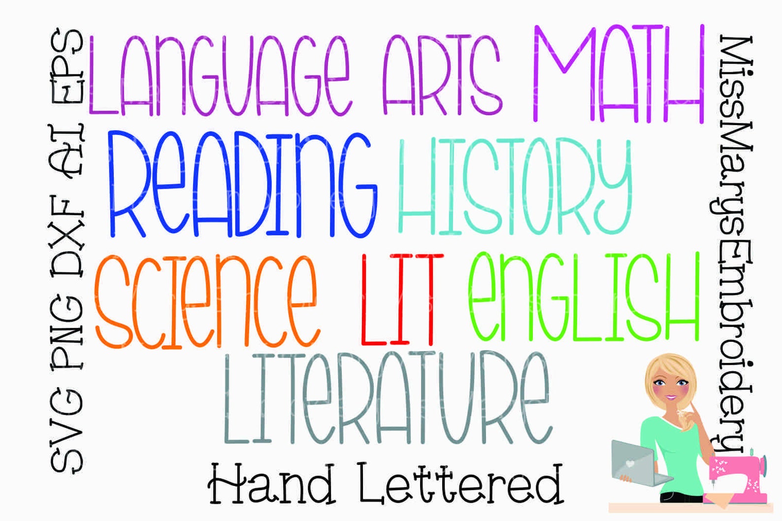 SVG School Subject Hand Lettered SVG School SVG Cut File | Etsy