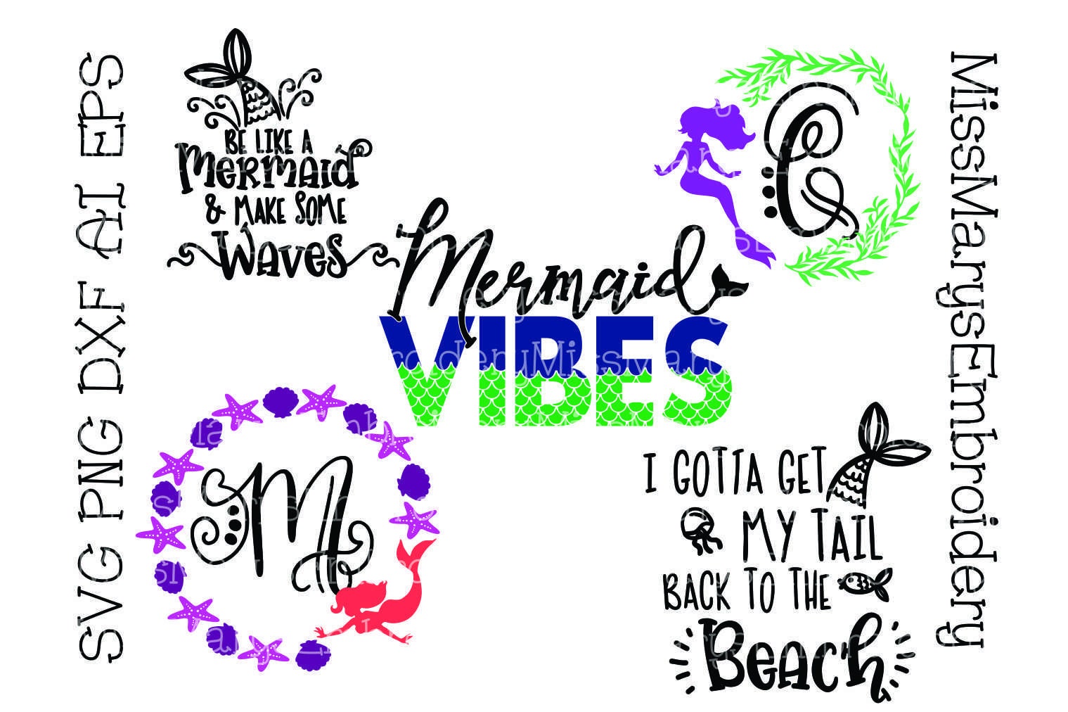 Paquete SVG de sirena / SVG de sirena / SVG de playa / Archivo - Etsy ...