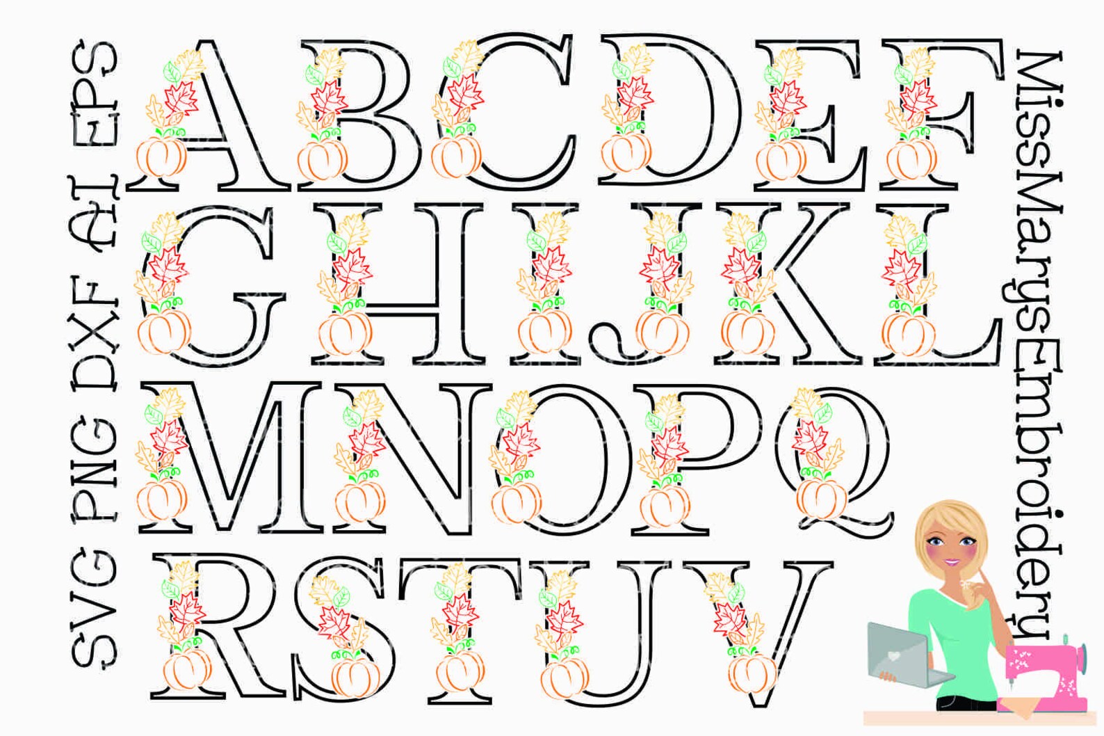 Fall Letters SVG Pumpkin SVG Fall Alphabet SVG Cut File - Etsy