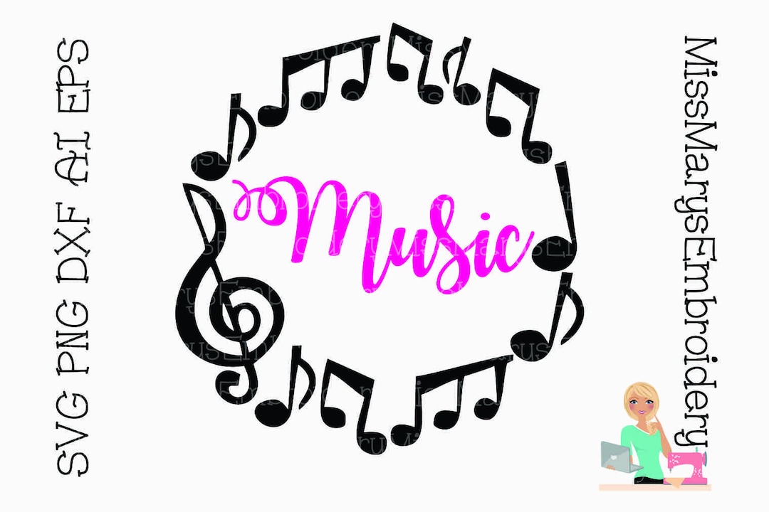 SVG Music Subject Monogram Frame Cutting File DXF, AI Commercial ...