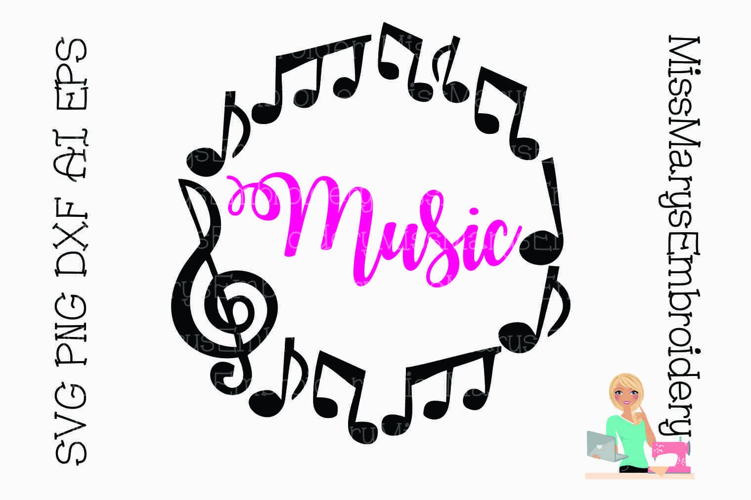 SVG Music Subject Monogram Frame Cutting File DXF AI | Etsy