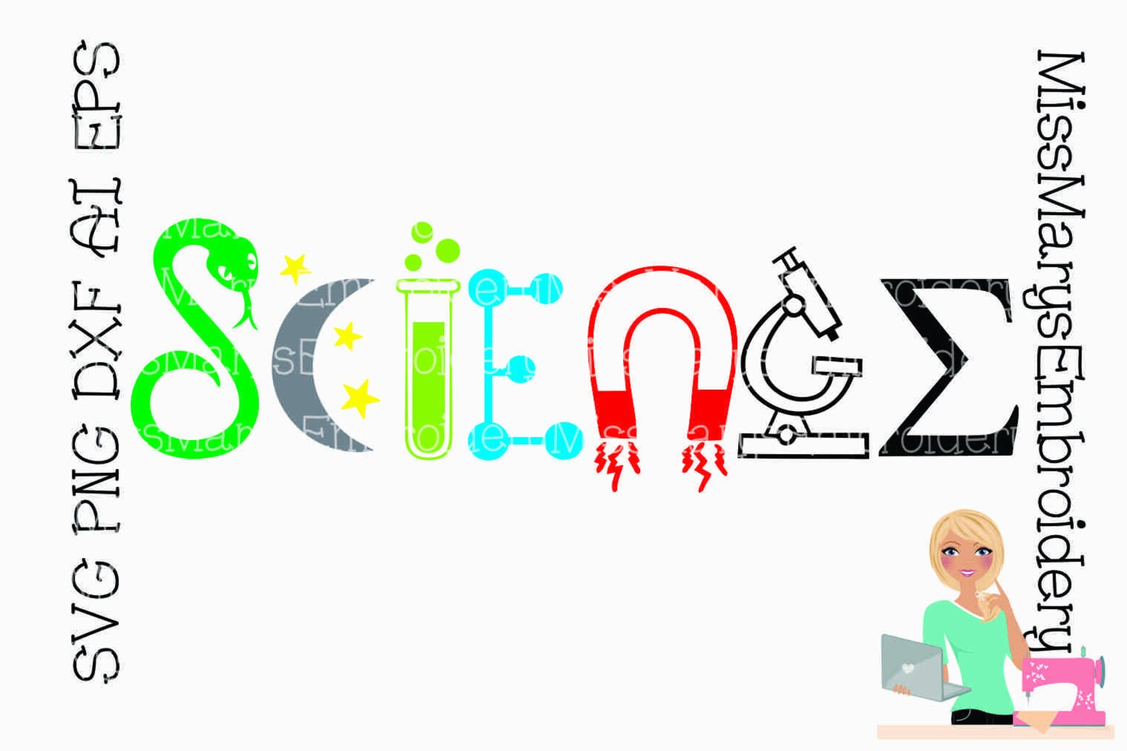 SVG Science Subject School Monogram Frame Cutting File DXF, AI ...