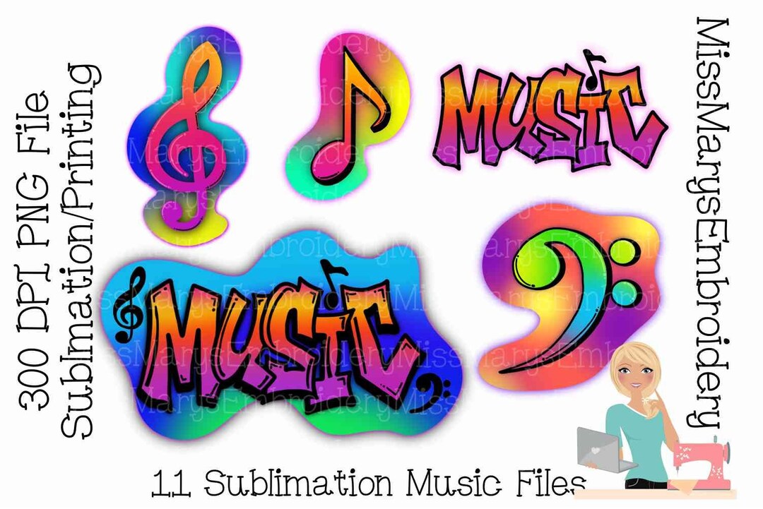 Music Sublimation Design 300 DPI PNG File Music Graffiti Sublimation ...
