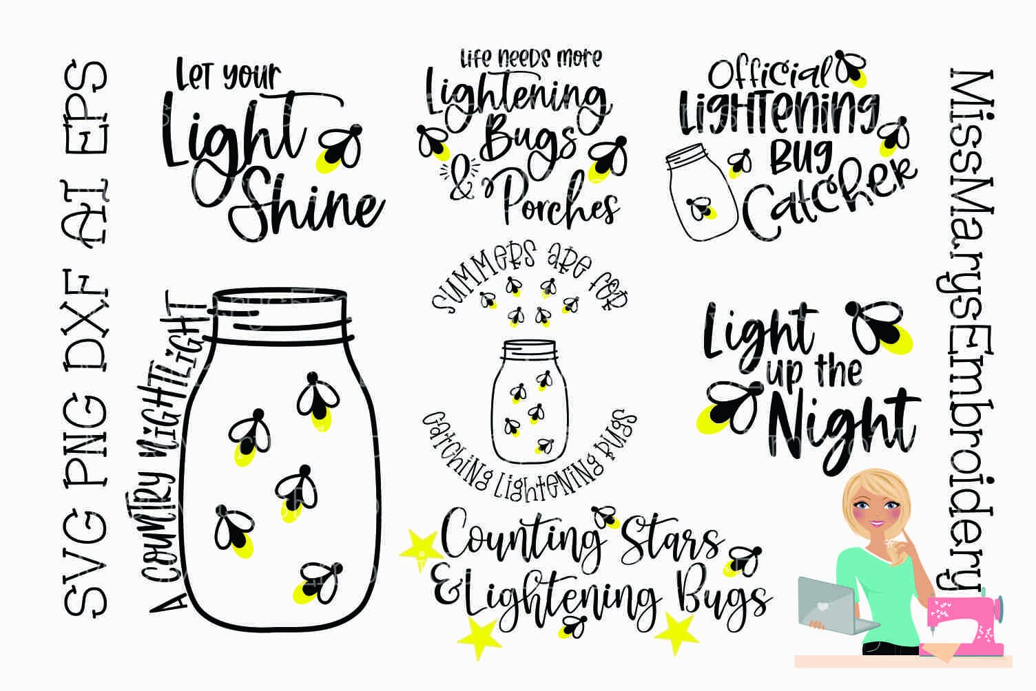 SVG Lightning Bug Bundle Lightening Bug SVG Summer SVG | Etsy