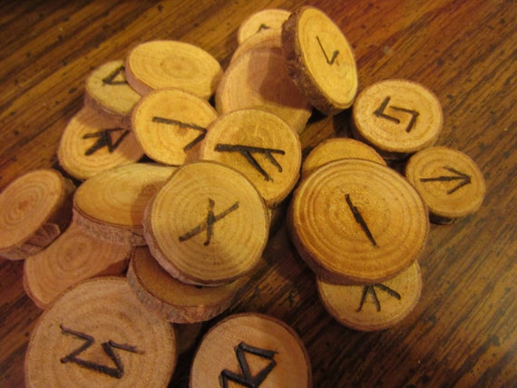 Runes Elder Futhark Runes Natural Tree Pieces Wood Burned | Etsy
