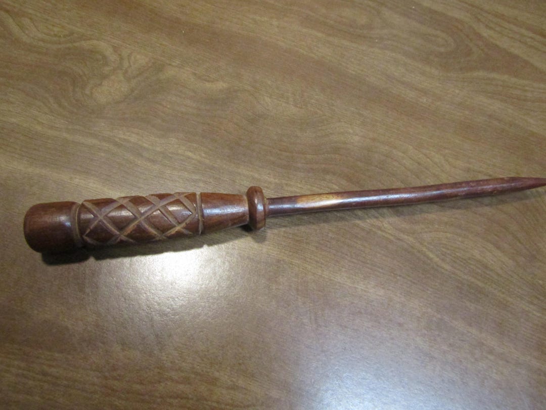 Carved Wood Wand: 12" Pagan Ritual Tool With Bag - Etsy
