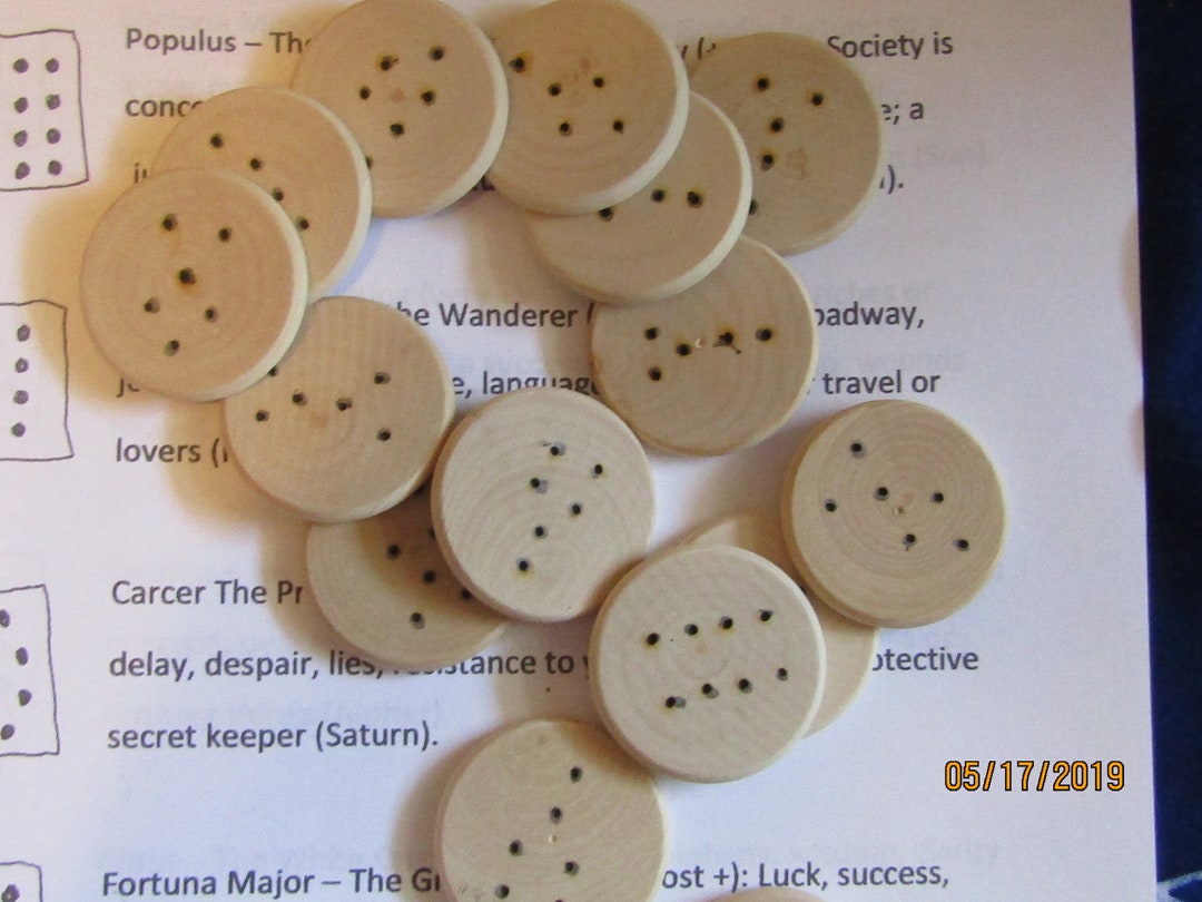 Geomancy Divination Set / Wood Burned Tiles - Etsy