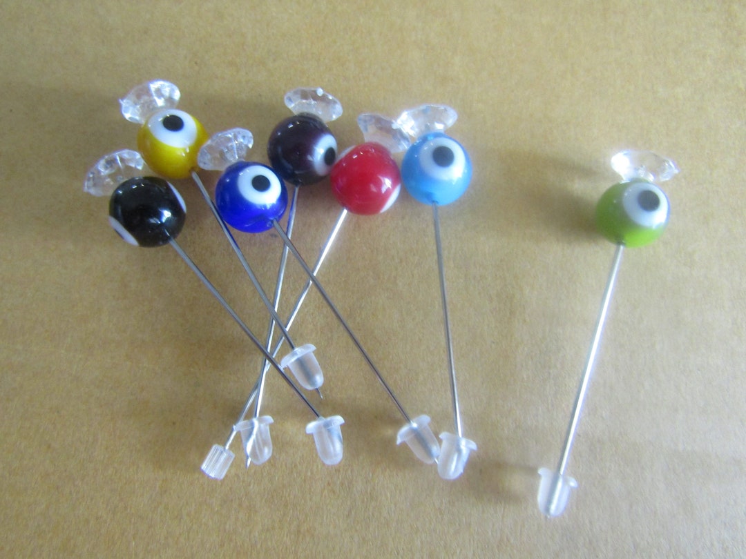 Evil Eye Poppet Pins: Assorted Colors, Protection Charms (set of 6) - Etsy