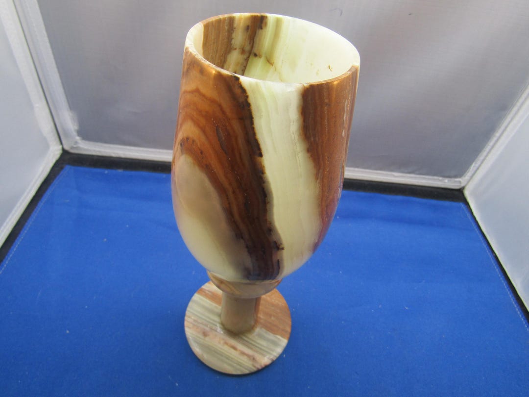 Goblet, Banded Green Onyx Goblet, Gemstone Goblet 8" Tall - Etsy