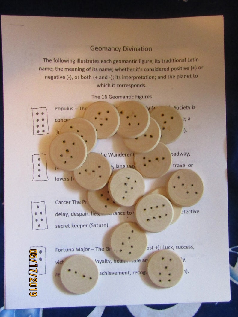 Geomancy Divination Set / Wood Burned Tiles | Etsy