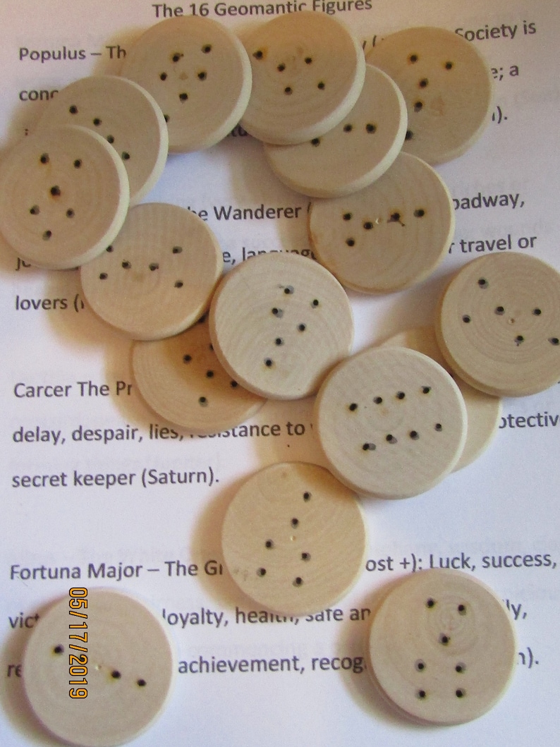 Geomancy Divination Set / Wood Burned Tiles | Etsy