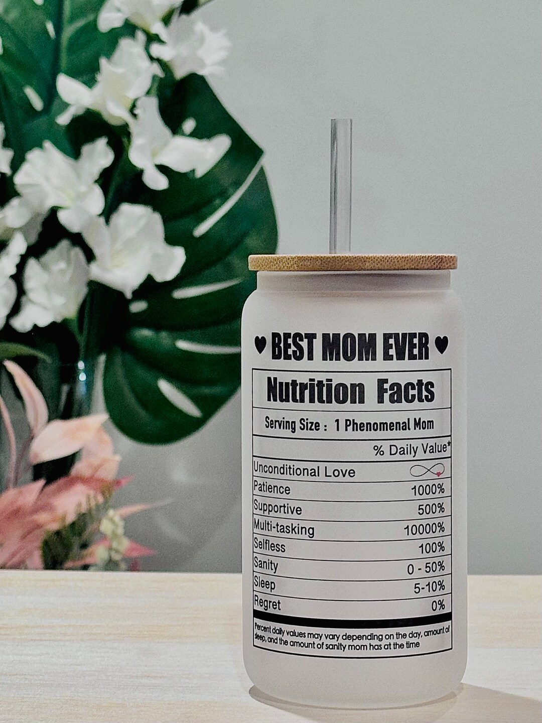 16oz 40oz amazing Mom Nutrition Facts Cup W/ Lid &. Straw, Iced Coffee ...