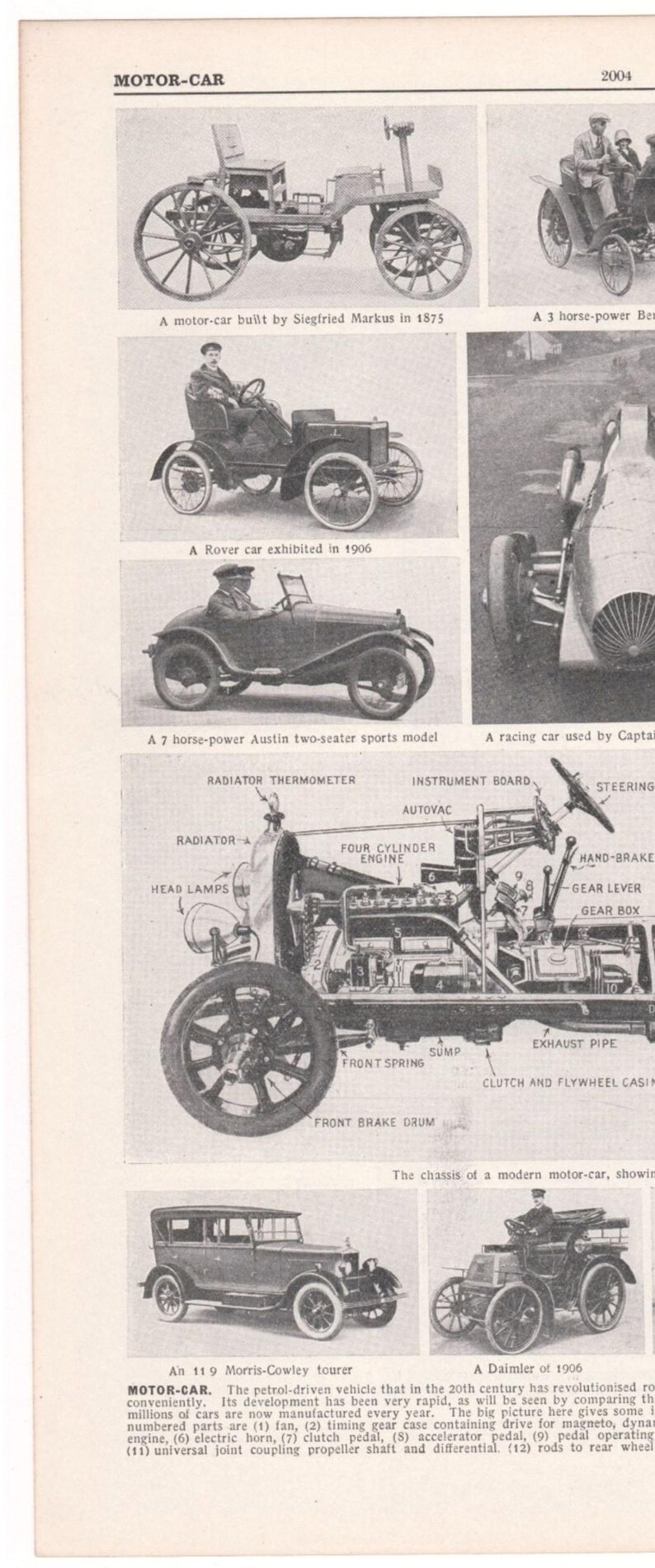 Early Motor Cars Vintage 1920s Print. Automobile Transport Related Gift ...