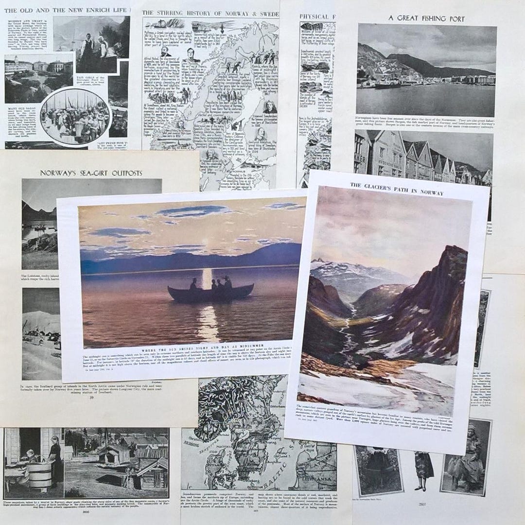 10 X Vintage Norway Related Prints 1920s to 1950s. Norwegian Gift ...