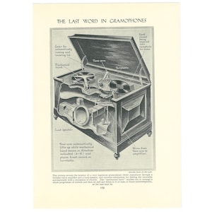 Vintage Gramophone Print From the 1930s. Record Player Vinyl Artwork ...