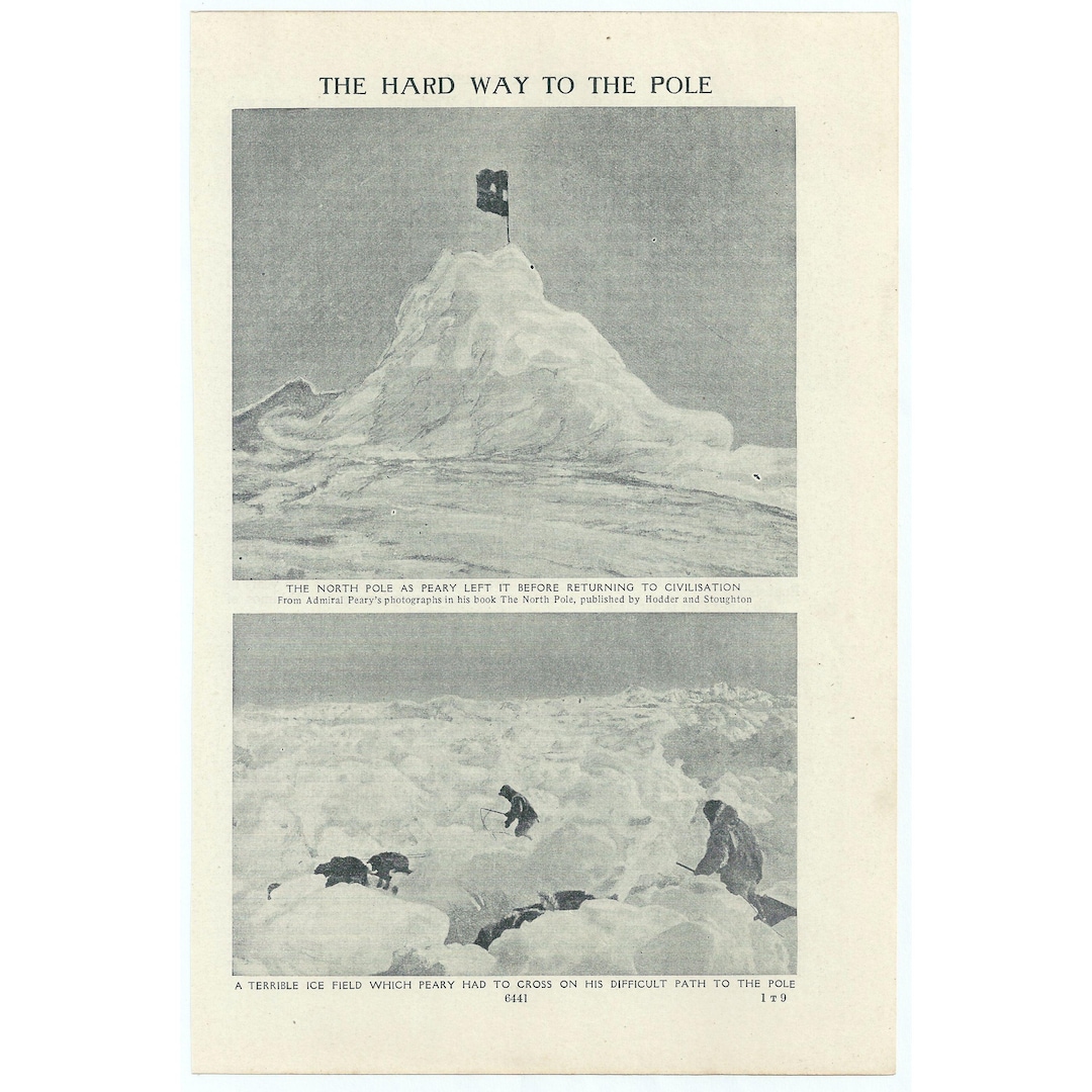 North Pole Exploration Vintage 1920s Print. Genuine Original Lithograph ...