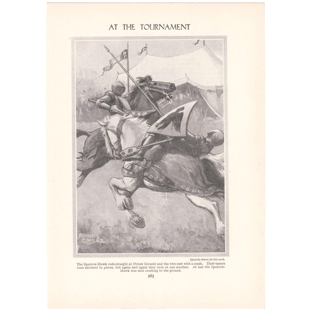 Medieval Jousting Vintage 1930s Print. Knights Armour Horses Middle ...