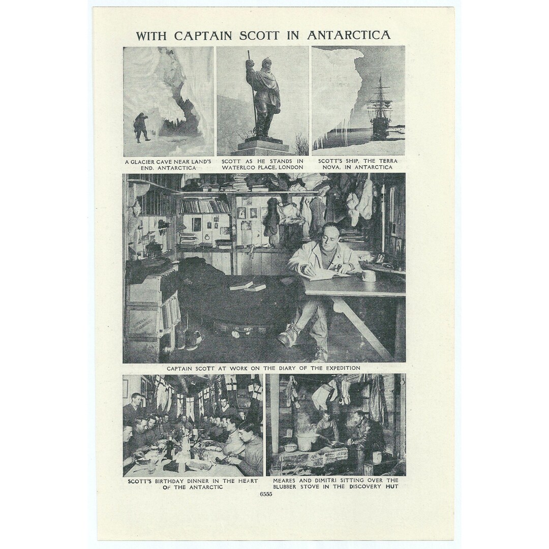 Captain Scott in Antarctica 1920s Print. South Pole Exploration. Paper ...