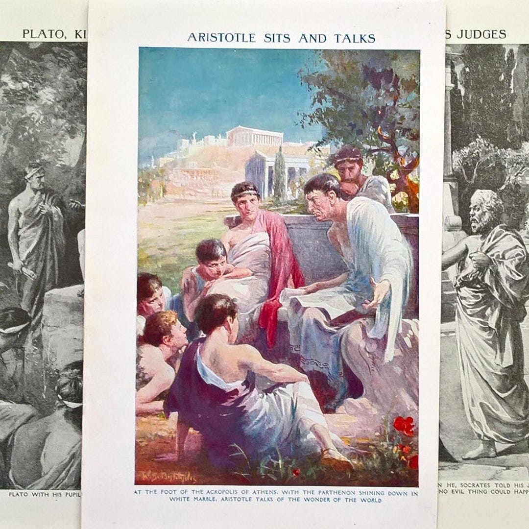 Greek Philosophers X Vintage 1920's Prints. Socrates Aristotle Plato ...
