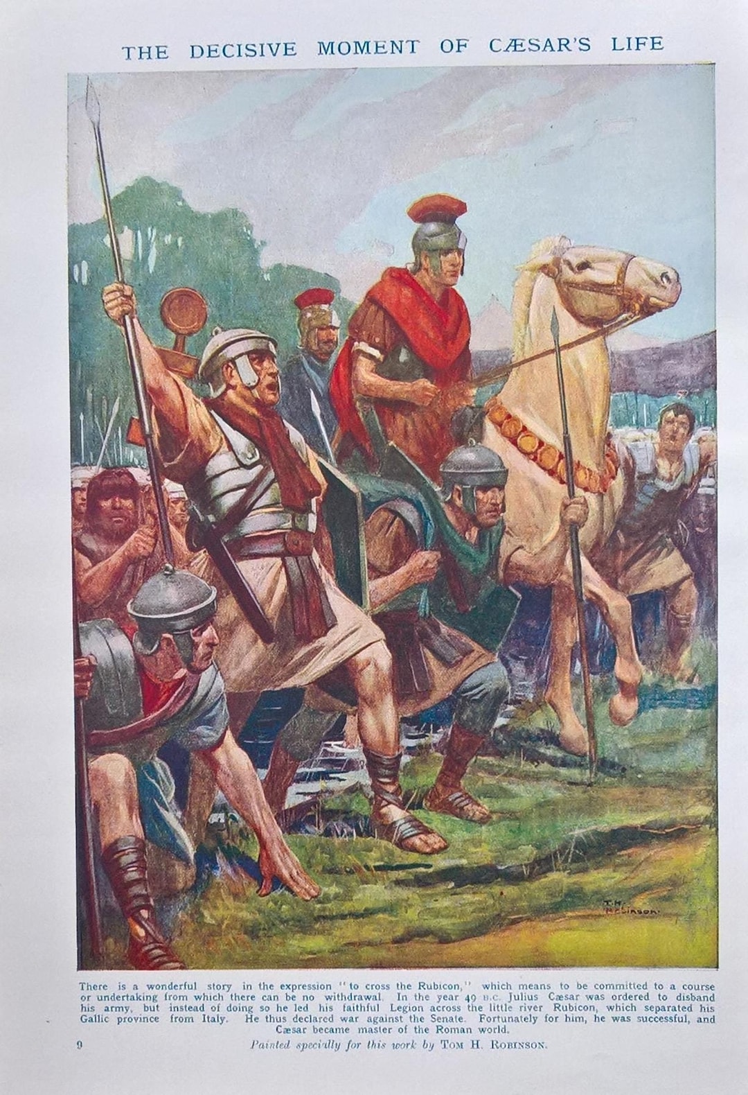 1920's Vintage Julius Caesar Colour Lithograph Print. Unframed Art ...