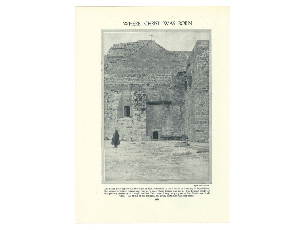Bethlehem Birthplace of Jesus Christ Vintage 1950's Print. Genuine ...