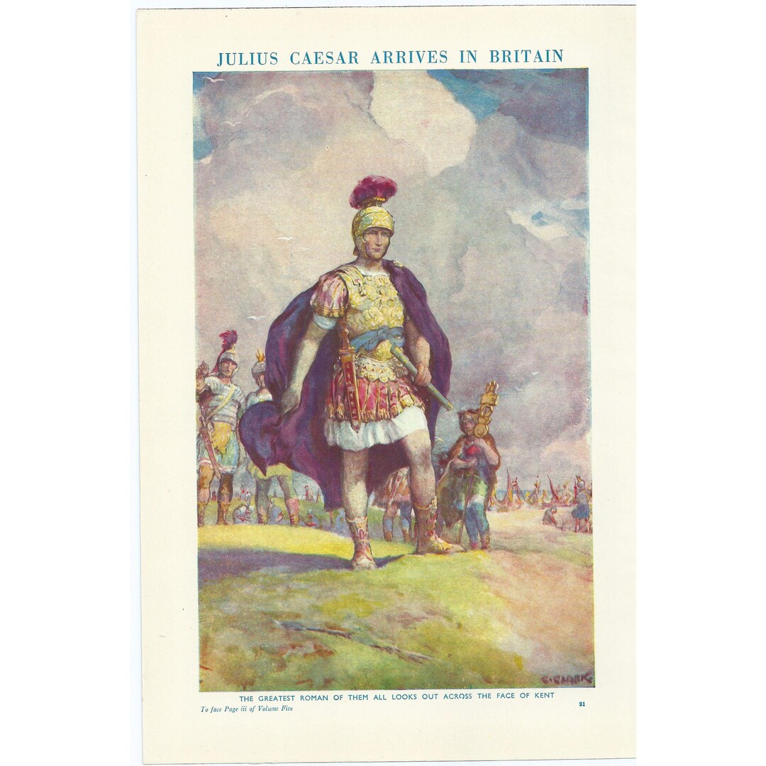 Vintage Julius Caesar Lithograph Print. Genuine Original 1950's Book ...