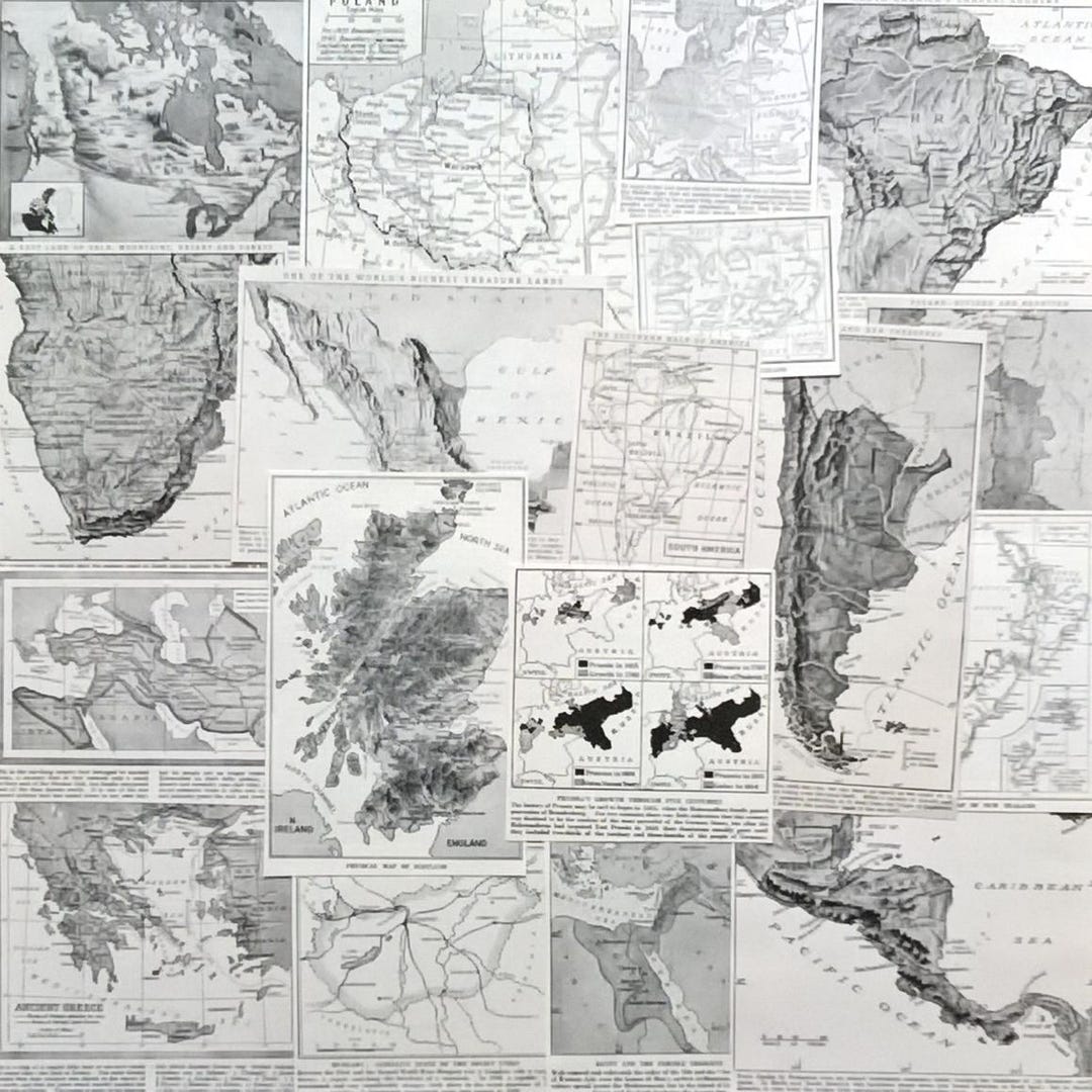 Lot of 72 X Vintage Maps Paper Cut Outs. 1920s to 1950s Clippings ...