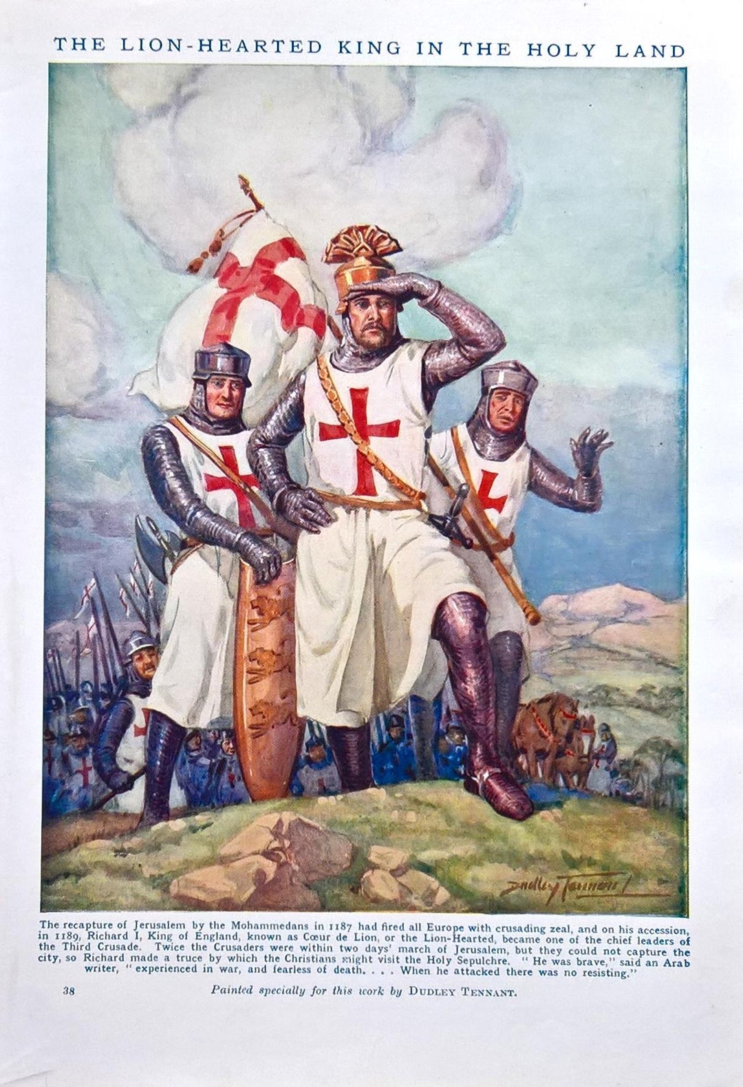 Richard the Lionheart Vintage 1920's Lithograph Print. King of England ...