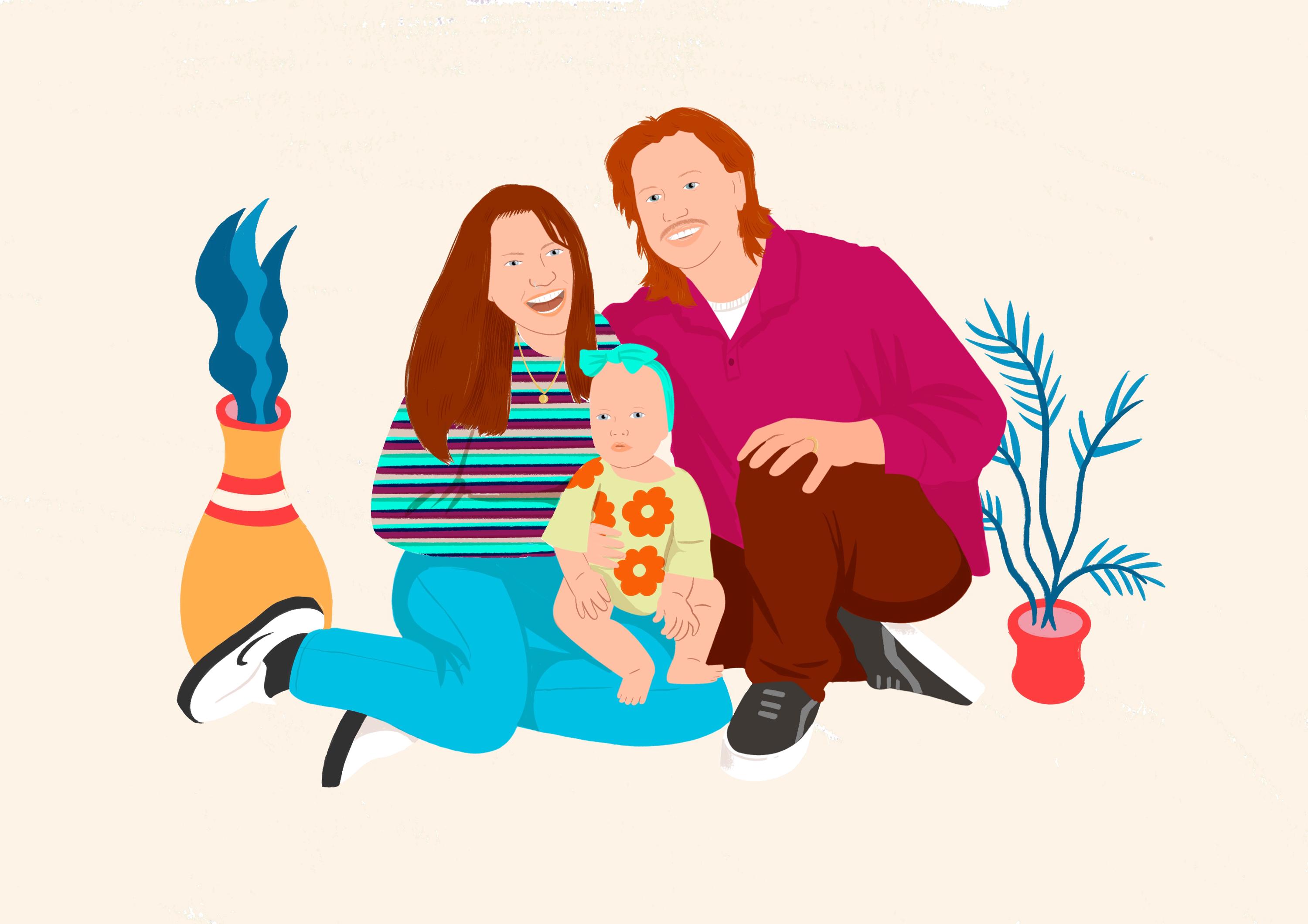 Custom Digital Family Portrait, Family Illustration, Digital Art ...