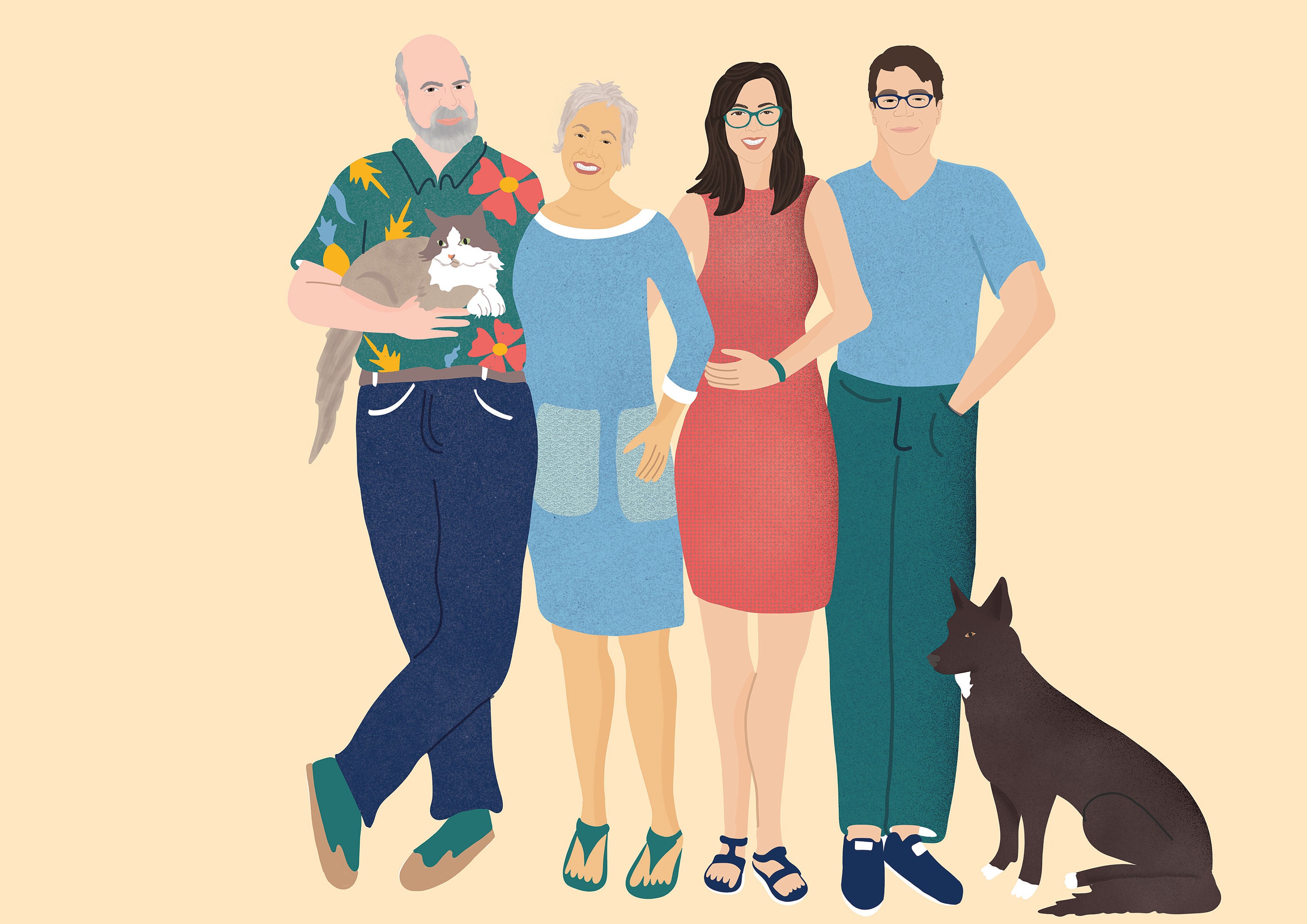 Group Portrait-group of Friends Drawing Gift-group of Friends Print ...