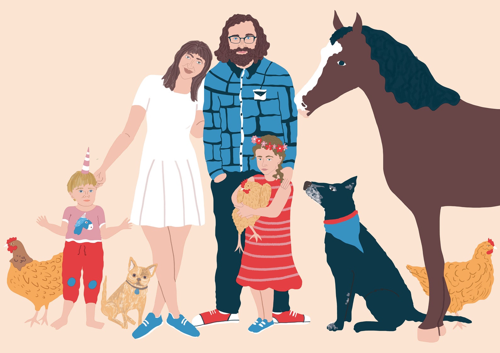 Custom Digital Family Portrait Family Illustration Digital - Etsy